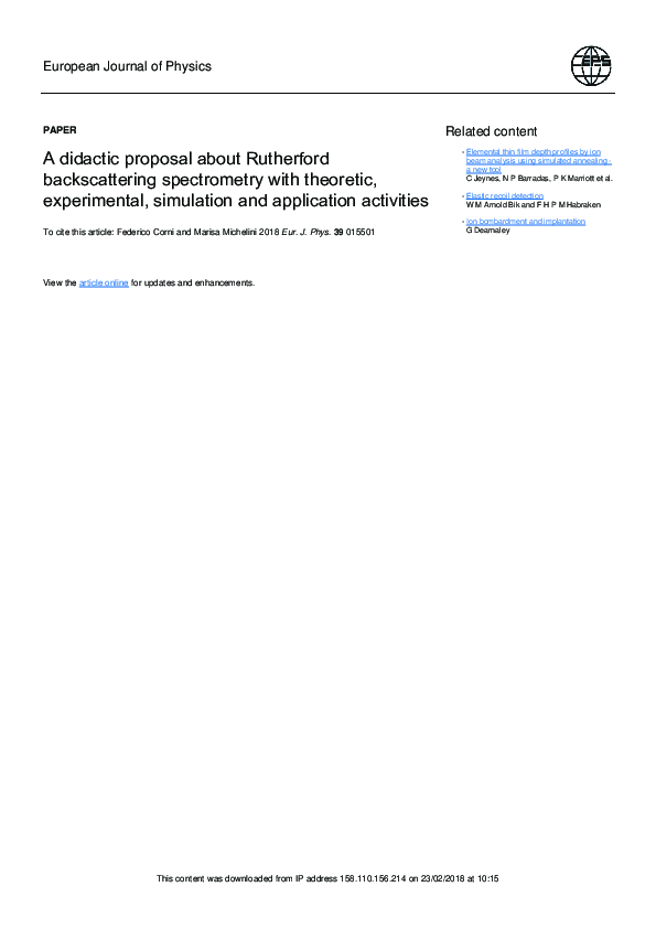 (PDF) A didactic proposal about Rutherford backscattering spectrometry ...