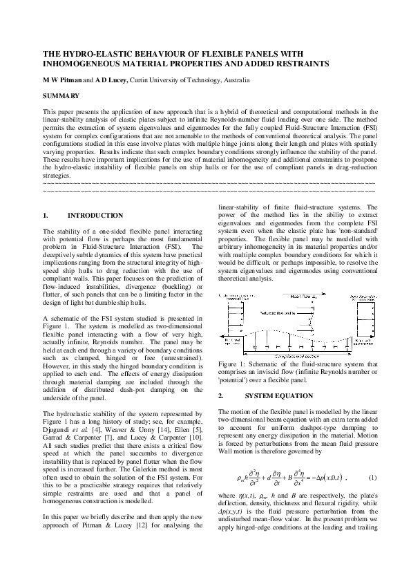 (PDF) The hydro-elastic behaviour of flexible panels with inhomogeneous material properties and ...