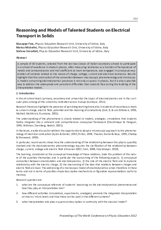 (PDF) Reasoning and models of talented students on electrical transport ...