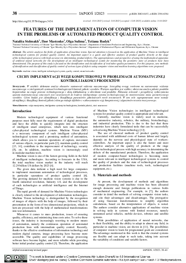 (PDF) Features of the Implementation of Computer Vision in the Problems ...