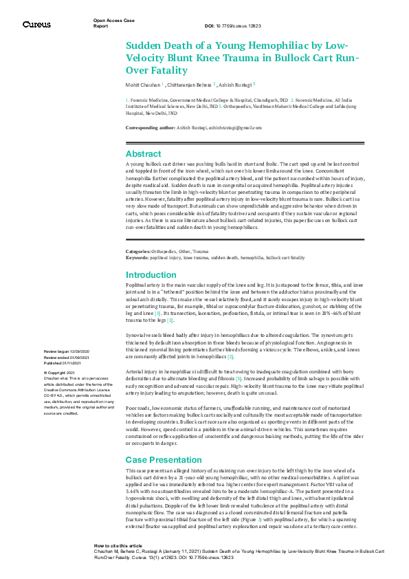 (PDF) Sudden Death of a Young Hemophiliac by Low-Velocity Blunt Knee ...