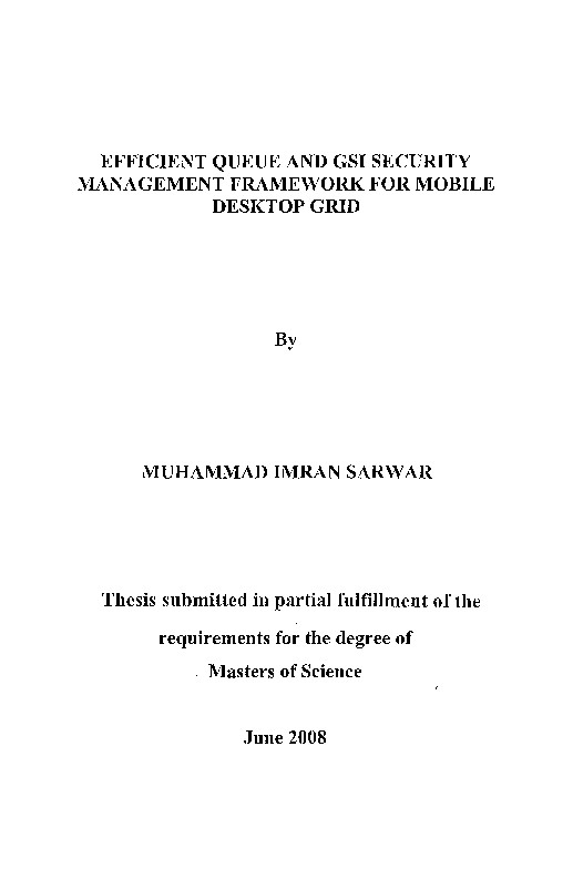 (PDF) Efficient queue and GSI security management framework for mobile desktop grid