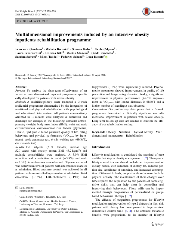 (PDF) Multidimensional improvements induced by an intensive obesity ...