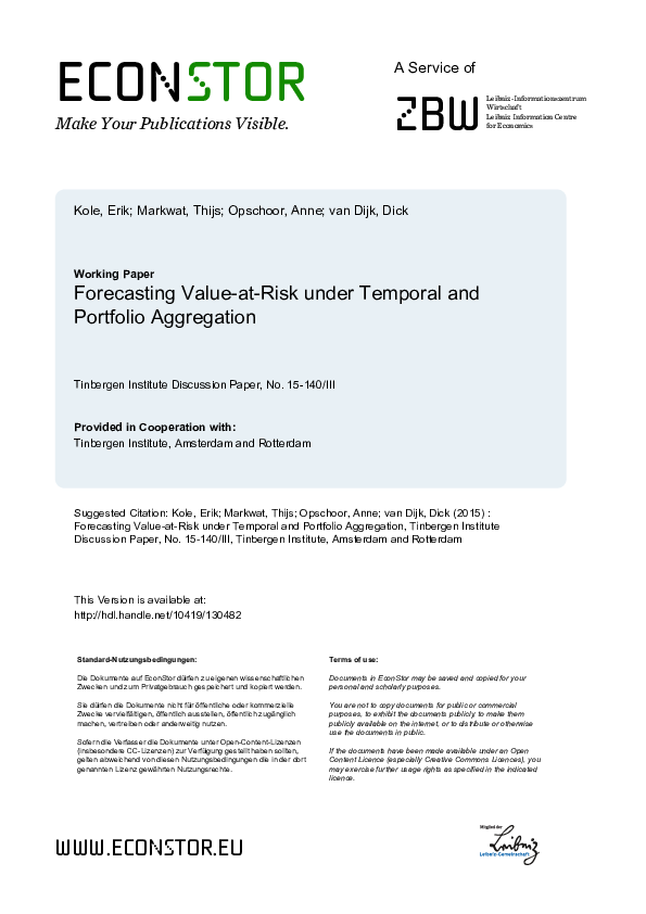 Pdf Forecasting Value At Risk Under Temporal And Portfolio