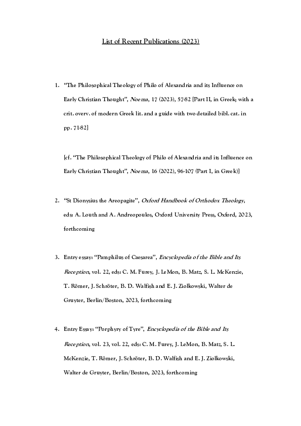 (PDF) List of Recent Publications (2023)
