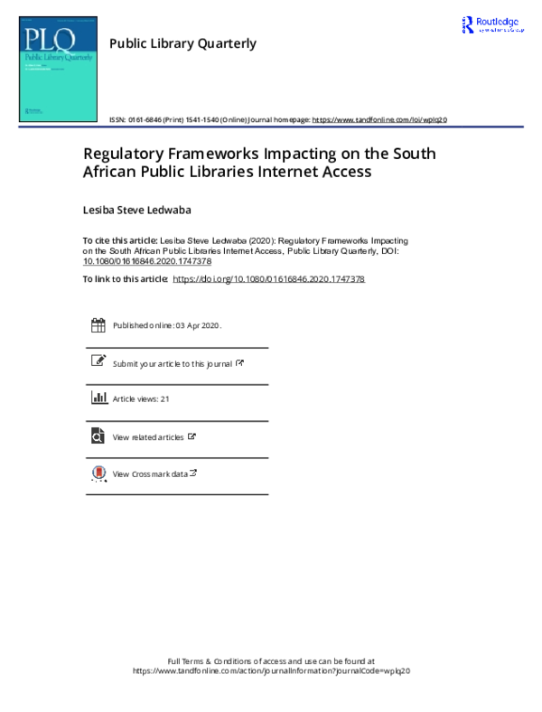 (PDF) Regulatory Frameworks Impacting on the South African Public ...