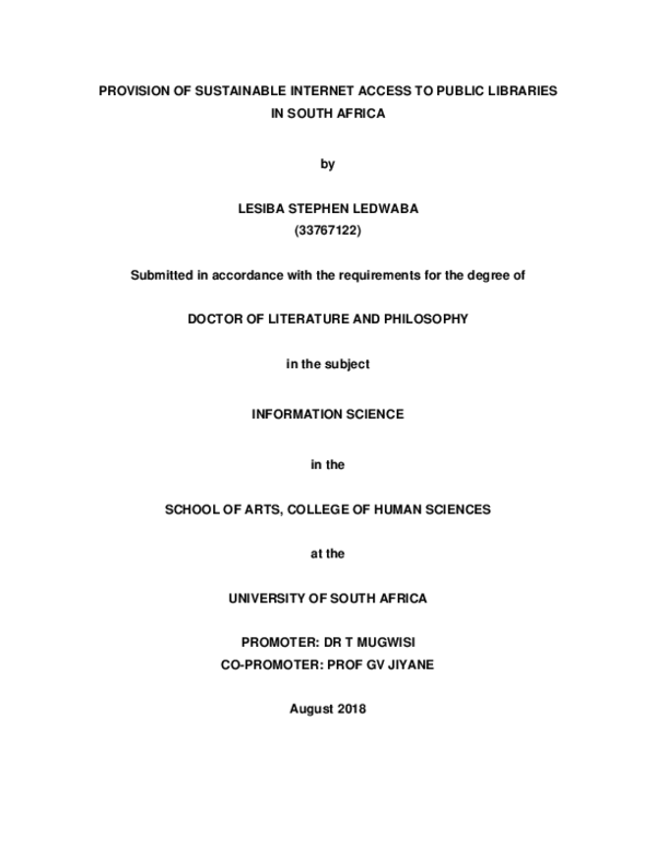 (PDF) Provision of sustainable internet access to public libraries in ...