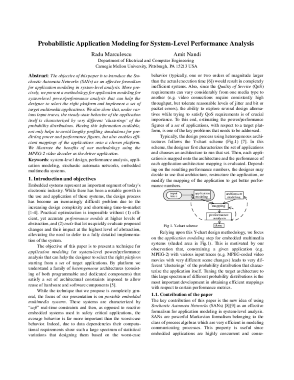 (PDF) Probabilistic application modeling for system-level performance analysis