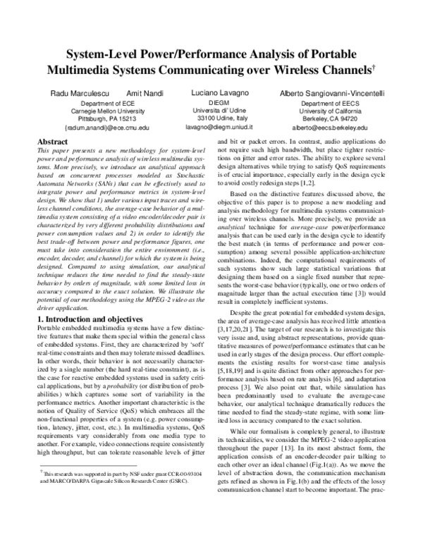 (PDF) System-level power/performance analysis for embedded systems design