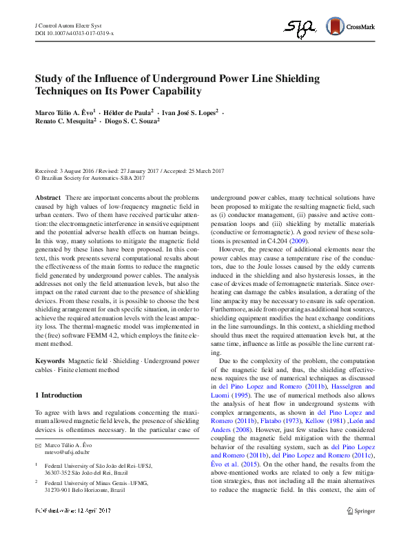 (PDF) Study of the Influence of Underground Power Line Shielding ...