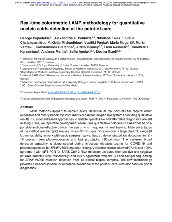 (PDF) Real-time colorimetric LAMP methodology for quantitative nucleic acids detection at the ...
