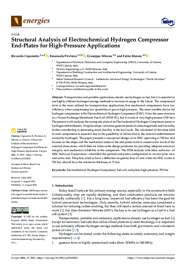 (PDF) Structural Analysis of Electrochemical Hydrogen Compressor End ...