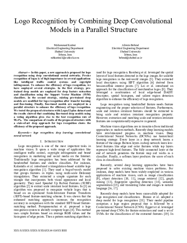 (PDF) Logo Recognition by Combining Deep Convolutional Models in a Parallel Structure | Mohammad ...