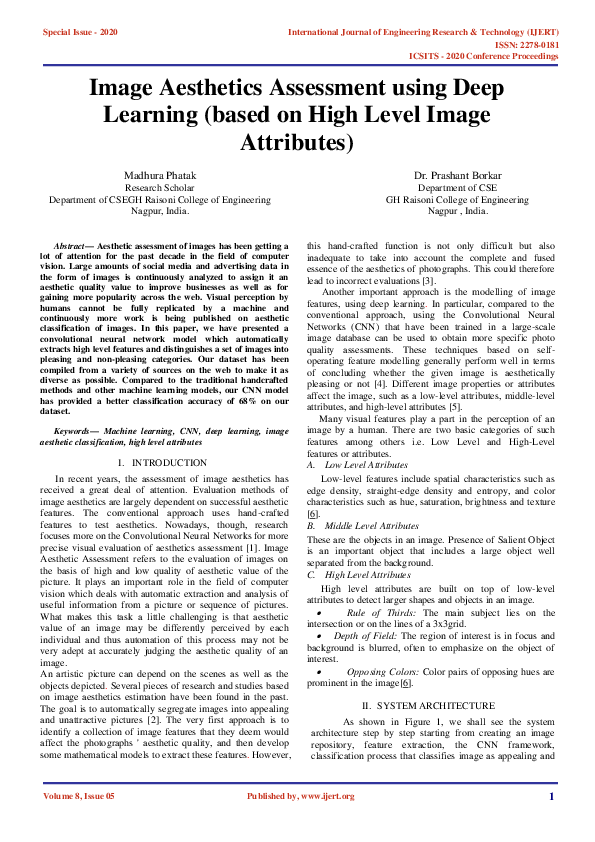 (PDF) Image Aesthetics Assessment using Deep Learning (based on High ...