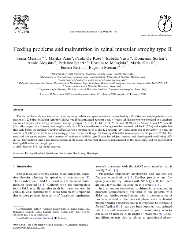 (PDF) Feeding problems and malnutrition in spinal muscular atrophy type II