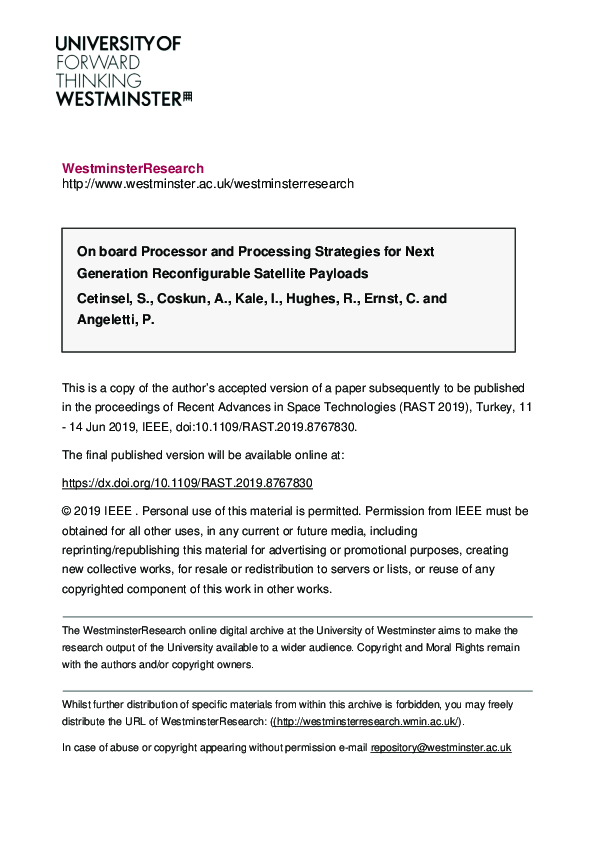 (PDF) On Board Processor and Processing Strategies for Next Generation ...