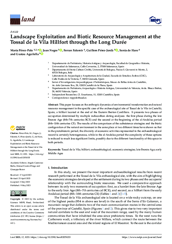 (PDF) Landscape Exploitation and Biotic Resource Management at the ...
