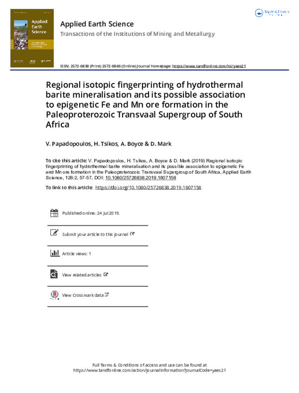 (PDF) Regional isotopic fingerprinting of hydrothermal barite ...