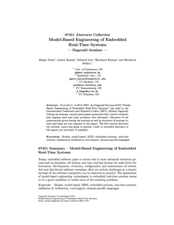 (PDF) 07451 Abstracts Collection – Model-Based Engineering of Embedded Real-Time Systems