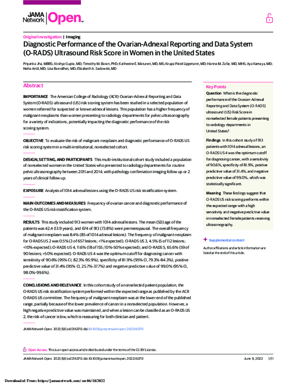 (PDF) Diagnostic Performance of the Ovarian-Adnexal Reporting and Data ...