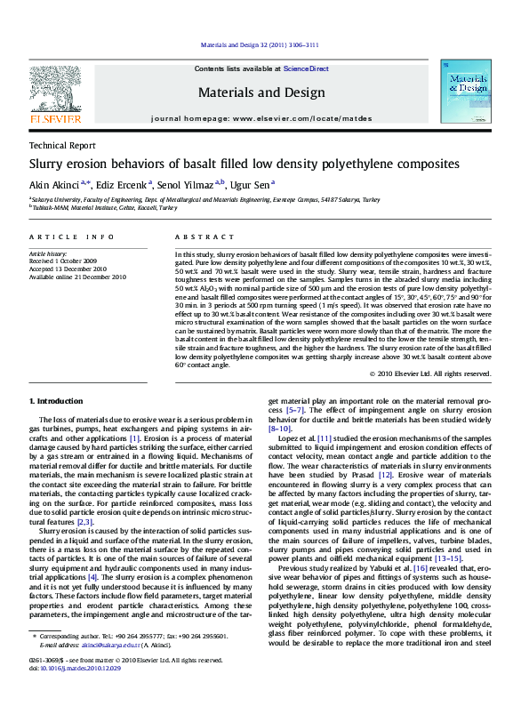 (PDF) Slurry erosion behaviors of basalt filled low density ...