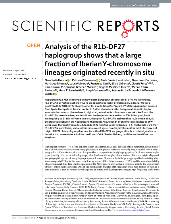 (PDF) Analysis of the R1b-DF27 haplogroup shows that a large fraction ...