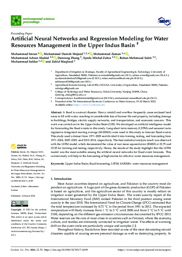 (PDF) Artificial Neural Networks and Regression Modeling for Water Resources Management in the ...