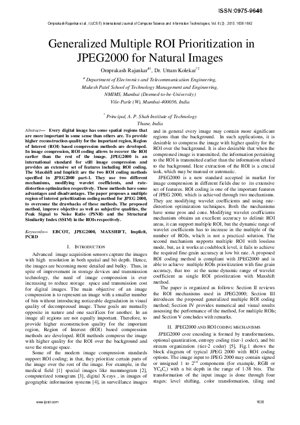(PDF) Generalized Multiple ROI Prioritization in JPEG 2000 for Natural Images