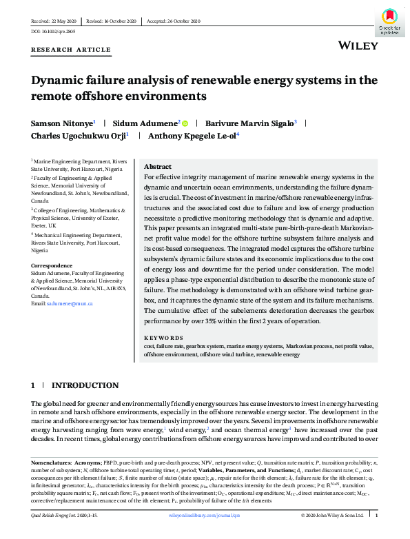 (PDF) Dynamic failure analysis of renewable energy systems in the ...
