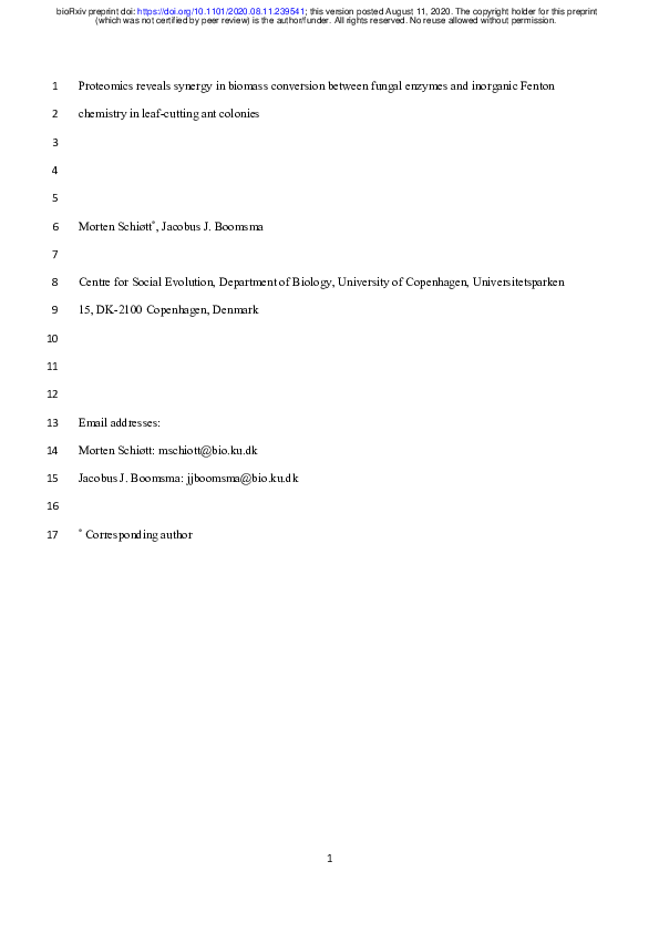 (PDF) Proteomics reveals synergy in biomass conversion between fungal ...