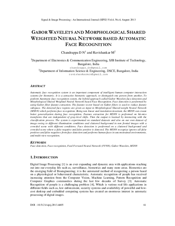 (PDF) Gabor Wavelets and Morphological Shared Weighted Neural Network Based Automatic Face ...