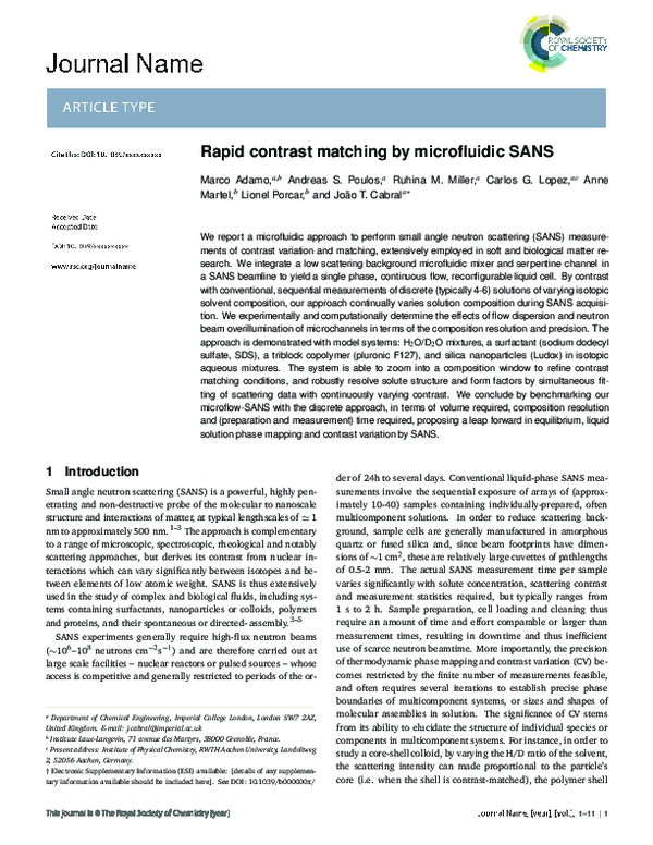 (PDF) Rapid contrast matching by microfluidic SANS