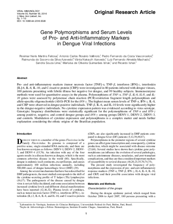 (PDF) Gene Polymorphisms and Serum Levels of Pro- and Anti-Inflammatory ...