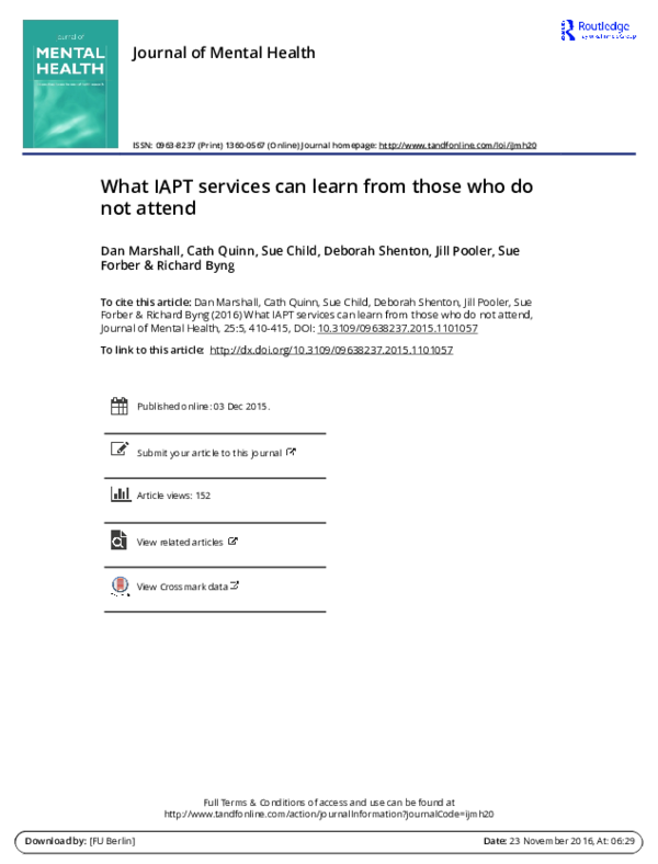 (PDF) What IAPT services can learn from those who do not attend
