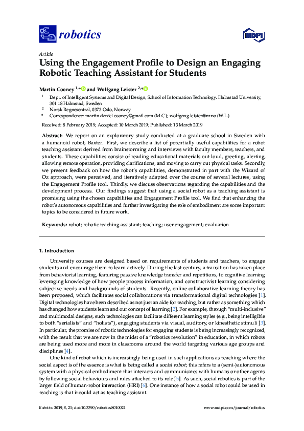 (PDF) Using the Engagement Profile to Design an Engaging Robotic ...