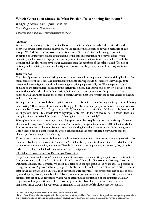 (PDF) Which Generation Shows the Most Prudent Data Sharing Behaviour?