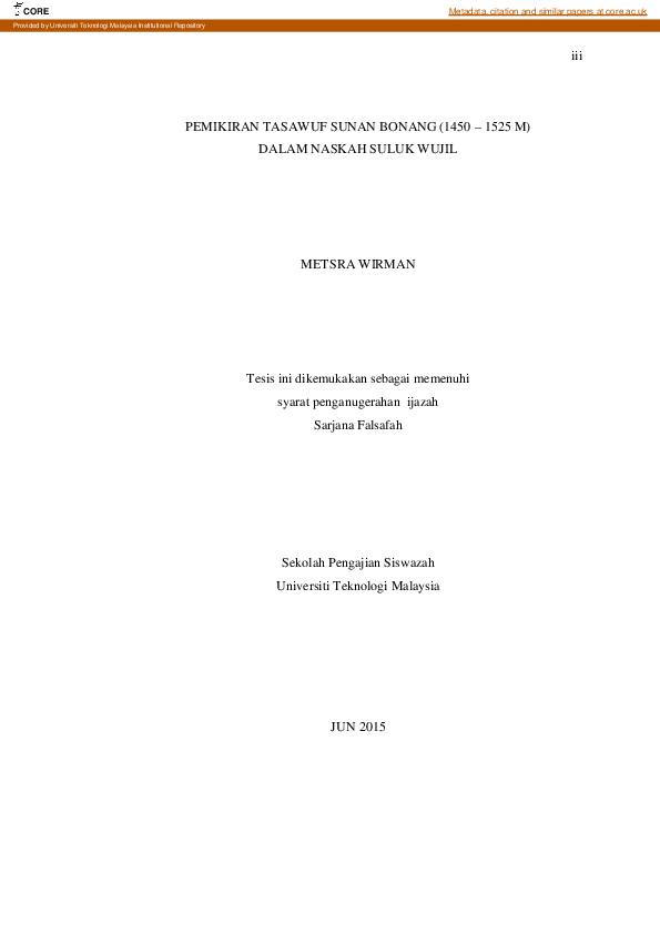 (PDF) Pemikiran tasawuf Sunan Bonang (1450-1525 M) berdasarkan naskah ...
