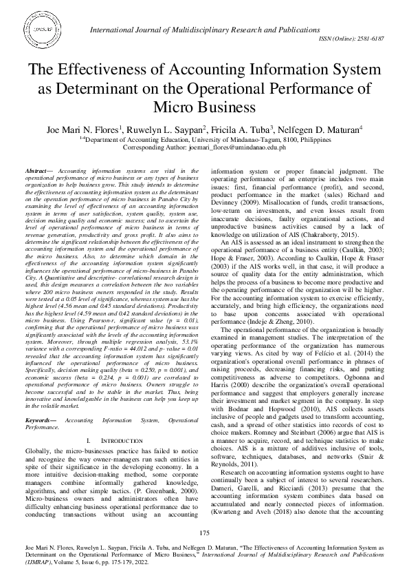 Pdf The Effectiveness Of Accounting Information System As Determinant On The Operational