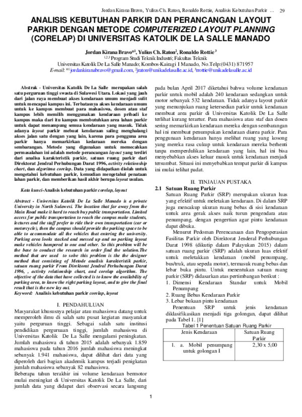 (PDF) Analisis Kebutuhan Parkir Dan Perancangan Layout Parkir Dengan ...
