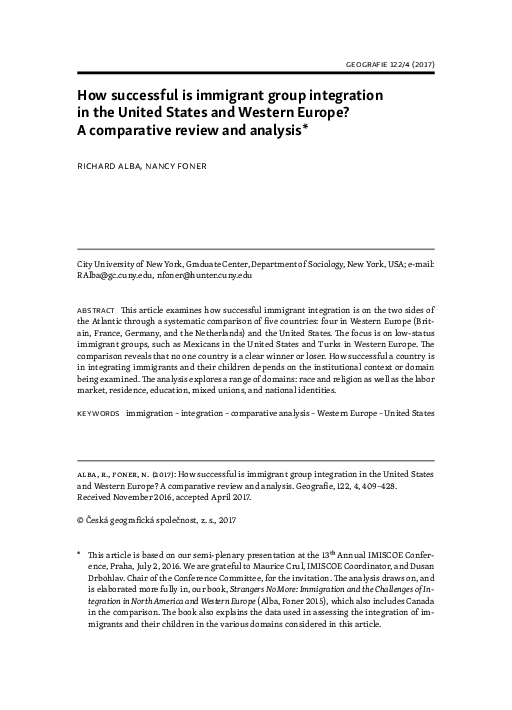 (PDF) How successful is immigrant group integration in the United ...