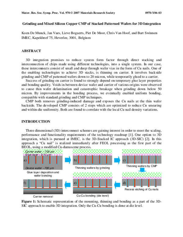 (PDF) Grinding and Mixed Silicon Copper CMP of Stacked Patterned Wafers ...