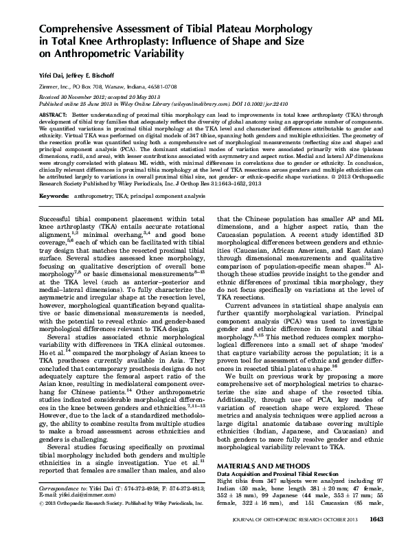 (PDF) Comprehensive assessment of tibial plateau morphology in total ...