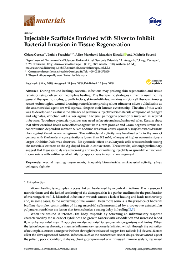 (PDF) Injectable Scaffolds Enriched with Silver to Inhibit Bacterial ...