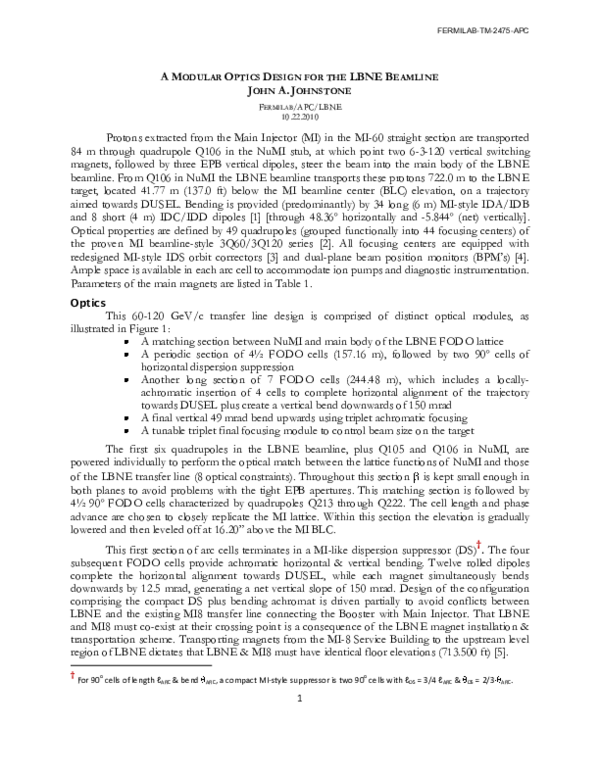 (PDF) A modular optics design for the LBNE beamline