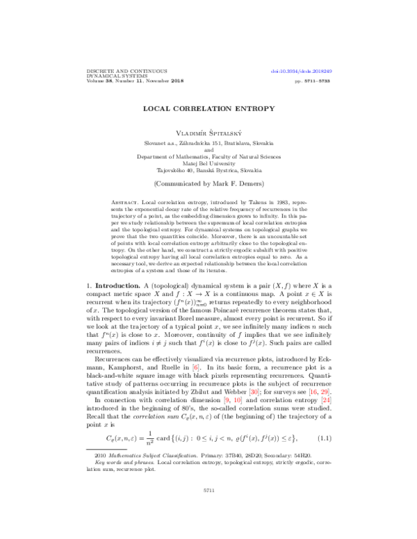 (PDF) Local correlation entropy