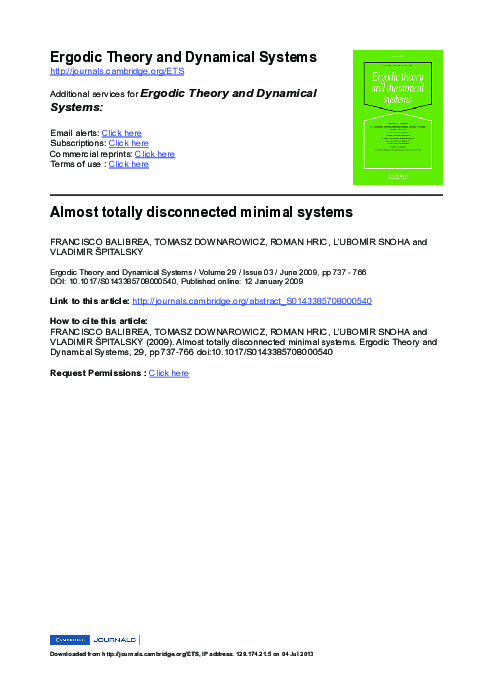 (PDF) Almost totally disconnected minimal systems