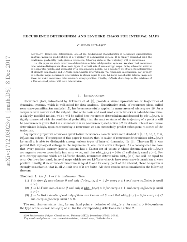 (PDF) Recurrence determinism and Li–Yorke chaos for interval maps