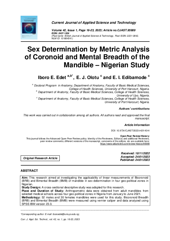 Pdf Sex Determination By Metric Analysis Of Coronoid And Mental Breadth Of The Mandible