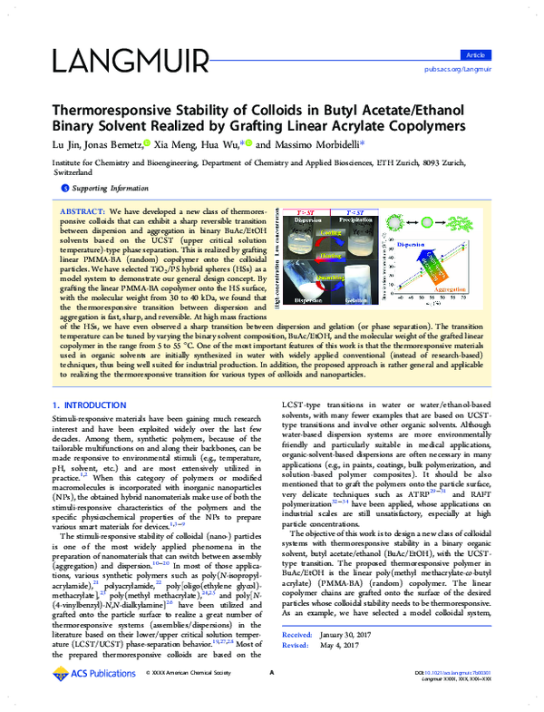 (PDF) Thermoresponsive Colloids in Binary Solvents