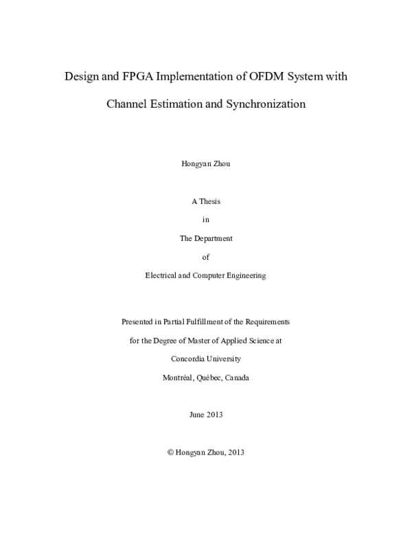 (PDF) Design and FPGA Implementation of OFDM System with Channel ...